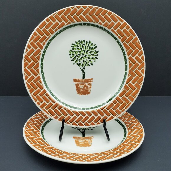 Pier 1 | Dining | Pier Topiary Tree Dinner Plates Brick Border ...